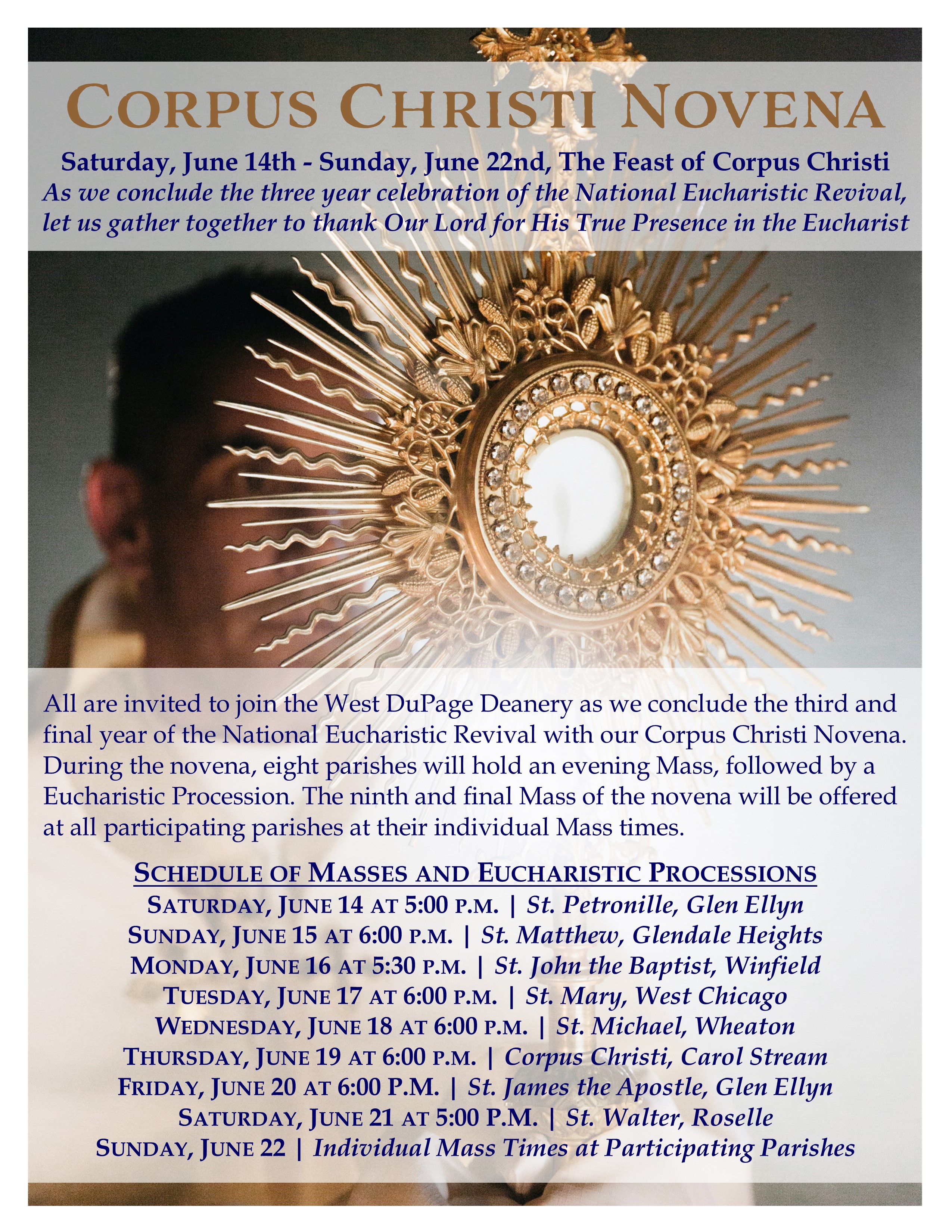 Join Us for the West DuPage Deanery Corpus Christi Novena Mass on ...